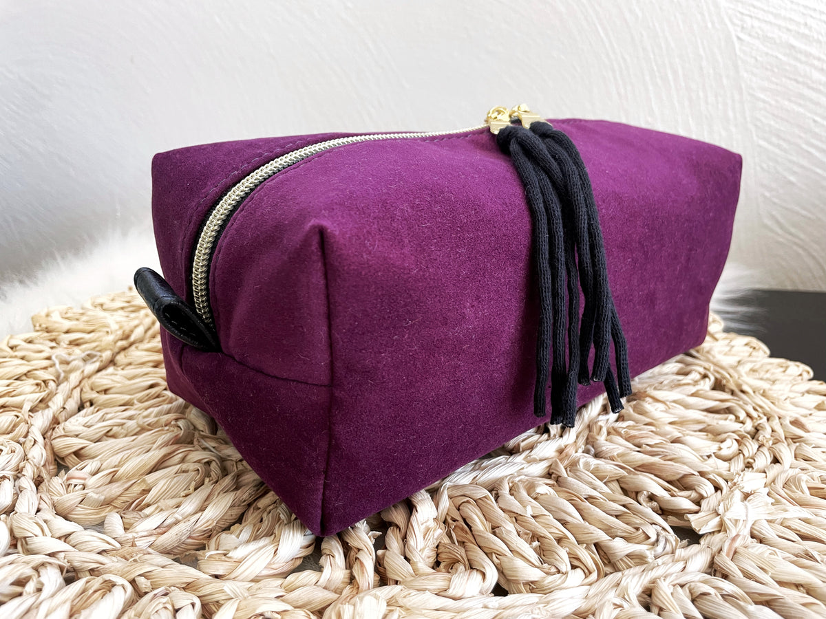 Deep Purple Velvet Boxy Makeup Bag – Crimson + Scarlett